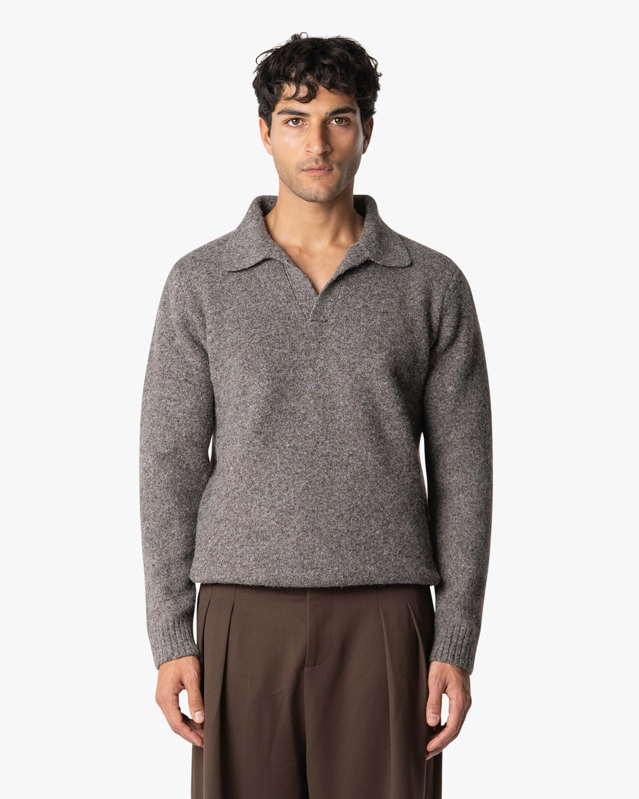 Regatta Regular Brushed Polo Sweater - Brown | Menyard